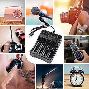 18650 Battery Charger 4 Bay, Universal Battery Charger with 4 Slot Charger for 18650 14500 18500 16350 Li-ion Rechargeable Batteries (No Battery)