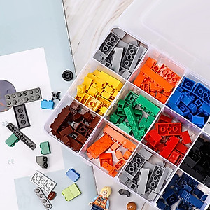 2Pack 18 Grids Craft Organizers and Storage Bead Organizer Tackle Box Organizer with Adjustable Divider, Plastic, Clear