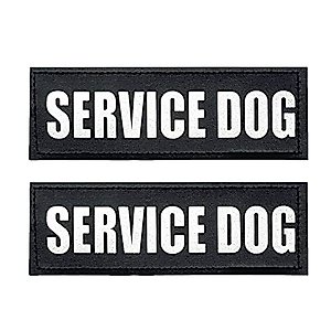 Albcorp Reflective Service Dog Patches with Hook Backing for Service Animal Vests /Harnesses Large (6 X 2) Inch