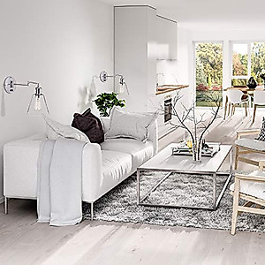 Globe Electric 65704 1-Light Plug-in or Hardwire Industrial Wall Sconce, Chrome Finish, On/Off Rotary Switch, 6ft Clear Cord, Clear Glass Shade, Wall Lights for Bedroom Plug in, Kitchen Sconces