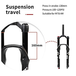 TYYT Magnesium Alloy Bicycle MTB Suspension Fork 26/27.5/29 Inch, 160mm Travel Mountain Bike Air Fork - Black (Color : Straight Manual Lockout, Size : 27.5 inch)