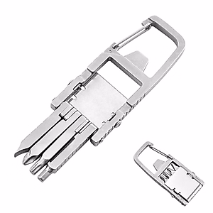 Octaville keychain Multitool 13 in 1 Folding Multi Tool hand tools Stainless Steel Bottle Opener Snowflake Flat Phillips Kit sim card removal tool（field）