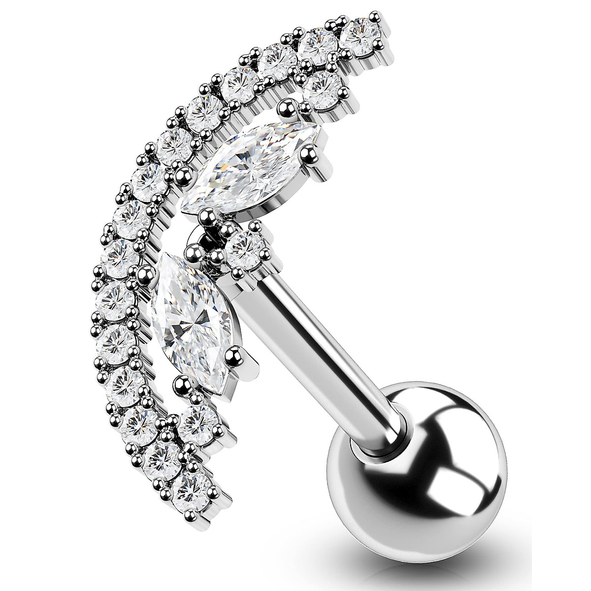 OUFER 16G Helix Piercing Jewelry, 316L Surgical Steel Cartilage Earrings Stud, Clear CZ Tragus Earrings, Conch Lobe Piercing Jewelry for Women Men