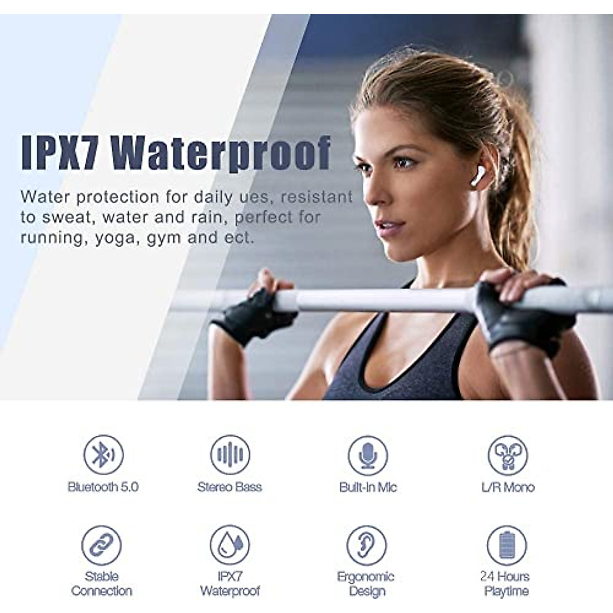 Wireless Earbuds, Bluetooth 5.3 Headphones with Active Noise Cancelling Air Buds Pods 3D Stereo in-Ear Built-in Microphone IPX7 Waterproof Earphones Sport Headsets for iPhone/Samsung/airpod Case