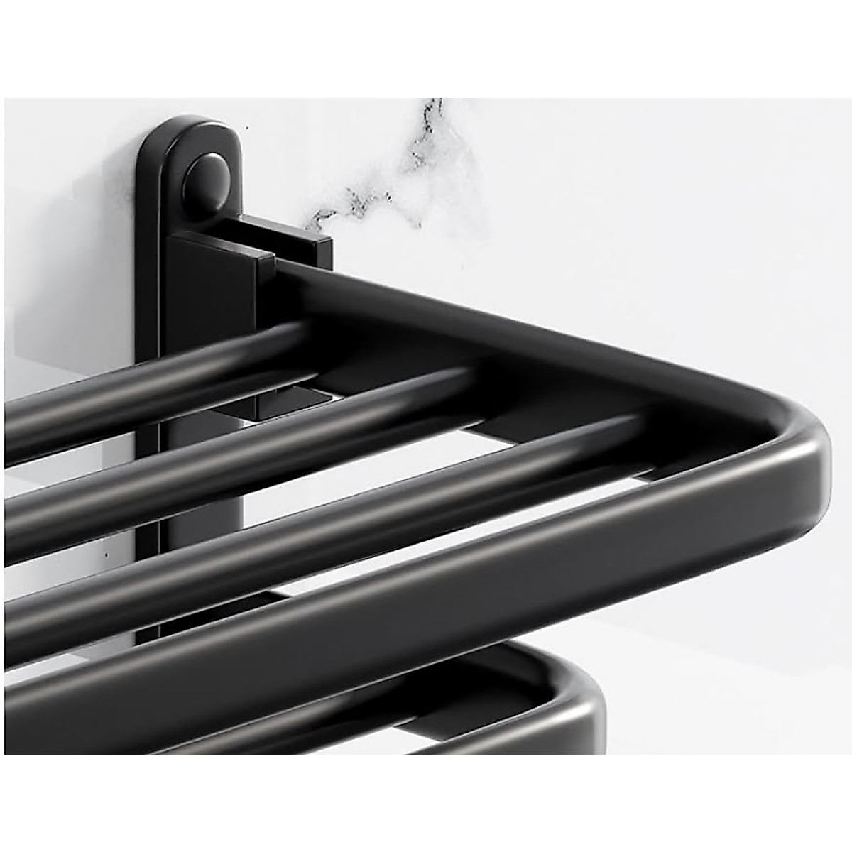 New Multi-Hook Double Folding Three-Piece Set, 60cm Bathroom Space Aluminum Double Folding Bath Towel Rack, Upgraded Hollow Double Tripod, 60cm Thick Flat Tube Double Towel Rod