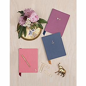 DesignWorks Ink Exposed Spine Cloth Covered Perpetual Planner, Blue- Anchor