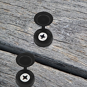 Hotop 100 Pieces Hinged Screw Cover Caps Plastic Shutter Screw Caps Fold Screw Snap Covers Washer Flip Tops (Black,Medium)