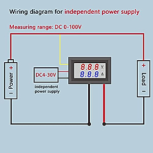 Digital Voltmeter and Ammeter 100V 10A, Volt Meter Led Display 3 bits Red and Blue, Voltage and Current Monitor of The Electronic Circuit, Measure Instrument
