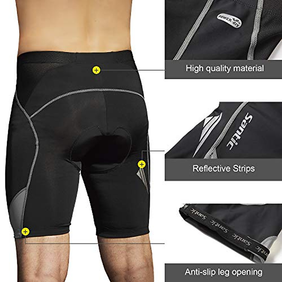 Santic Cycling Men's Shorts Biking Bicycle Bike Pants Half Pants 4D Coolmax Padded Grey L