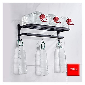 Towel Racks Towel Shelfs,Bathroom Towel Rack Aluminum Alloy Black Oil Brushed Bath Towel Holder Foldable Fixed Bath Towel Holder Space Aluminum Bathroom Shelf Bathroom Kitchen Hardware/39Cm (Size : 3