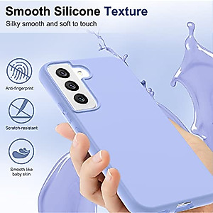 LeYi for Samsung Galaxy S22 Case, Galaxy S22 Case with [2 x Tempered Glass Screen Protector], Full-Body Shockproof Soft Silicone Protective Phone Cover Case for Samsung Galaxy S22 5G 6.1'', Violet