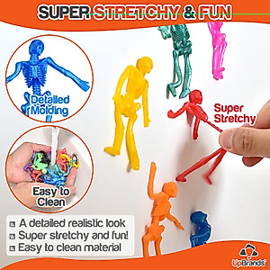 UpBrands 48 Stretchy Toys, Party Favors for Kids Halloween Skeletons, 12 Colors Bulk Set, Kit for Easter Egg Basket Stuffers, Goodie Bags, Pinata Filler, Small Toys Classroom Prizes