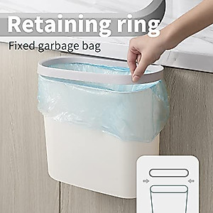 INSHA Hanging Trash Can,Small in-Cabinet Kitchen Garbage Bin Can Easy Attached to Cabinet Door Kitchen Drawer Car Waste Can with Top Ring to Fix Garbage Bag (LJT-White)