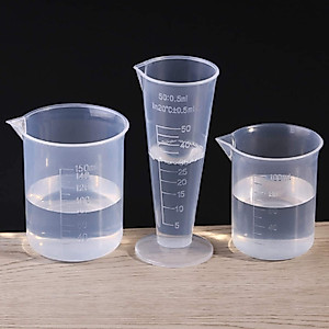 Waziaqoc 100ml/3.4oz Plastic Graduated Beaker (3 Pack), Transparent PP Measuring Cup Mixing Cup for Kitchen Lab
