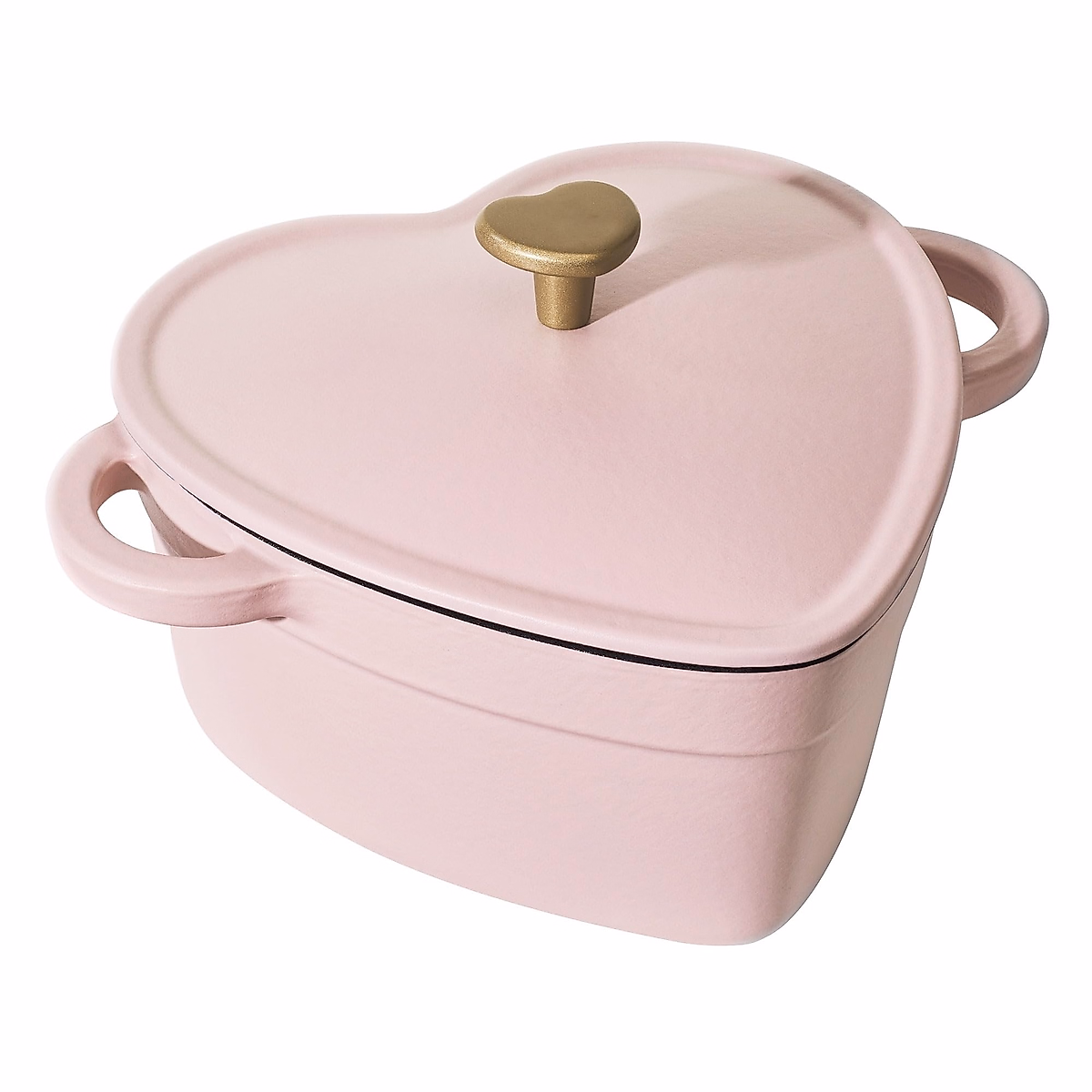 Beautiful 2-Quart Cast Iron Heart Dutch Oven, Pink Champagne, Drew Barrymore