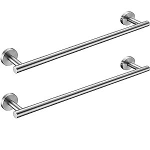 Nolimas Brushed Nickel Bath Towel Bar Single Bars Towel Rack Rod Classic Wall Mounted SUS304 Stainless Steel Toilet Kitchen Bathroom Towel Holder Towel Shelf Single Layer,24 inches-2 Pack
