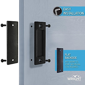 Wright Products Sliding Flush Barn Door Handle Set, Matte Black, 1 Pack - Mounting Hardware Included