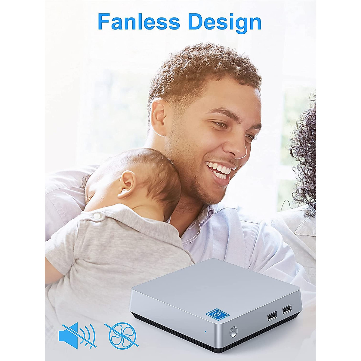 Fanless Mini PC Intel Atom Z8350 Processor,Mini Desktop PC Windows 10 Pro,4GB LDDR3 64GB EMMC,Mini Computer Support Dual Display/4K HD/2.4G+5G Dual-Band WiFi for Business Home Theater