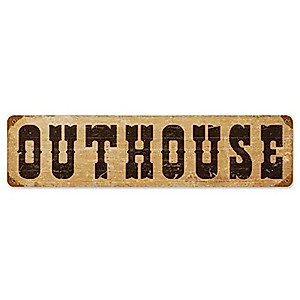 Saraheve Metal Tin Signs Retro Outhouse Plaque Poster for Pub Outdoor Garden Indoor Beer Decorative Wall Sign Home Decor 16 x 4 Inch