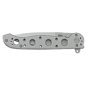 CRKT M16-03SS EDC Folding Pocket Knife: Sandvik Frame Lock, 4-Position Pocket Clip Bead Blast Blade, Stainless Steel Handle