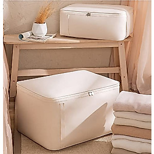 CRSUSUKJ Storage Bags,3 Pack Clothes Storage,Foldable Blanket Storage Bags with Reinforced Handle Thick Fabric for Organizing Bedroom,Clothing, Closet, Blankets, Bedding