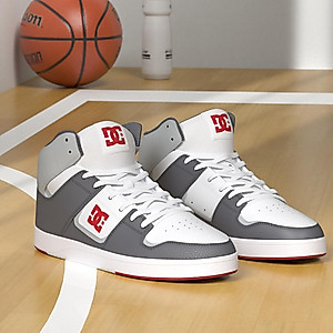 DC Mens Cure Casual High-Top Skate Shoes Sneakers White/Grey/Red 13 D - Medium