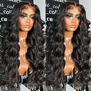 5x5 HD Lace Closure Wigs Body Wave Closure Wigs Human Hair Pre Plucked 180% Density Transparent Lace Closure Wig Glueless Body Wave Closure Wig with Baby Hair 24 inch