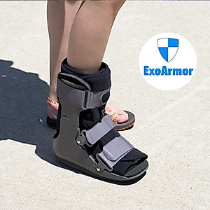 ExoArmor Superlight Walking Boot for Sprained Ankle, Foot Brace for Injured Foot, Stress Fracture, Broken Foot or Plantar Fasciitis. Air Liner. Short (Medium)