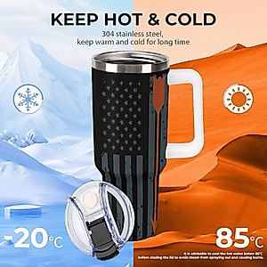 Red Archery Arrow Distressed Flag 40oz Water Bottle Double Wall Insulated Tumbler with Handle Leakproof Travel Mug White-style