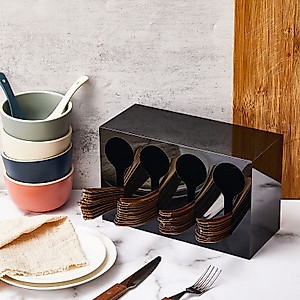 Plastic Utensil Dispenser 4 Compartments Cutlery Dispenser Plastic Silverware Holder Silverware Caddy Spoon Fork Flatware Organizers Plasticware Sorter for Restaurant Office Countertop Party Storage