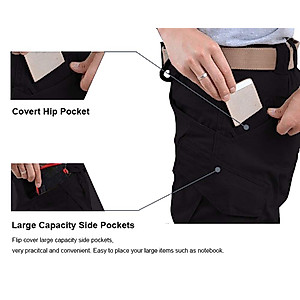 LABEYZON Men's Outdoor Work Military Tactical Pants Lightweight Rip-Stop Casual Cargo Pants Men (Black, 36W x 30L)