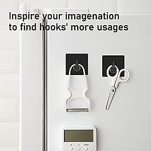 JIQGOZBAN Upgraded Adhesive Hooks Heavy Duty 6 Packs, Thickened Wall Hooks Stainless Steel SUS304 Towel Hooks, Heavy Duty Hooks Bathrooms Wall Mount for Hanging Coat, Hat, Towel, Robe (Black)
