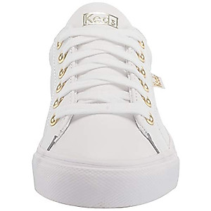 Keds womens Jump Kick Leather Sneaker, White/Gold, 6.5 US