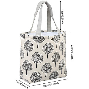 Wusteg Knitting Tote Bag with Button Portable Yarn Storage Bag Canvas Knitting Bag for Yarn Skeins Crochet Hooks Knitting Needles and Other Small Accessories