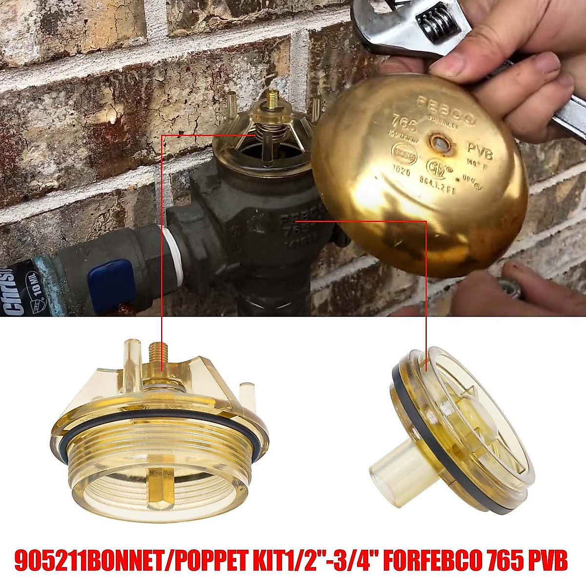 Febco 765-1 Repair Kit 905212 Bonnet and Poppe Repair Kit Compatible With febco 1 & 1-1/4 Inch ackflow Preventer and Pressure Vacuum Breaker