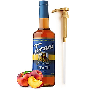 Sugar Free Peach Flavored Syrup 25 4 Ounces Peach Syrup Coffee Toppings with Fresh Finest Pump