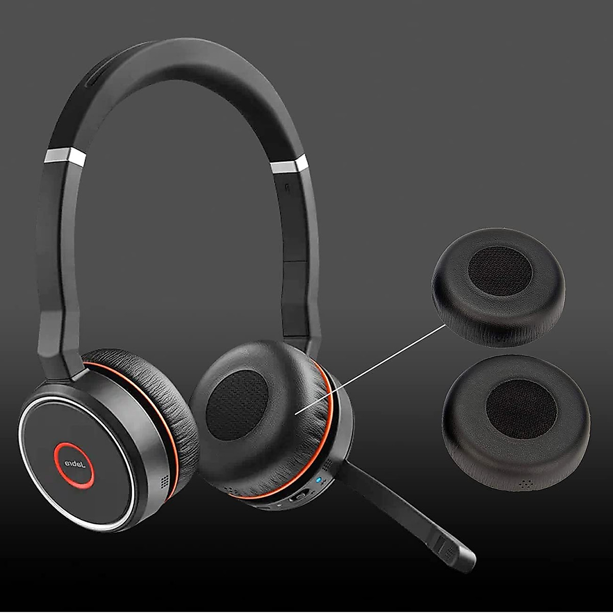 Ear Pad Cushions for Jabra Evolve 75 Wireless Bluetooth Headset, 2pk Spare Leatherette Replacement Cushions for Jabra 75 Evolve and Jabra Evolve Plus UC Headphones by Global Teck