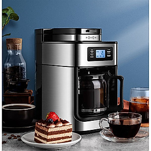 NDRFAWY Coffee Machines 1000W Coffee Maker Machine Home Automatic LED-display Bean Grinder Fresh Grinding American Espresso Coffee Tea Milk 1.2L