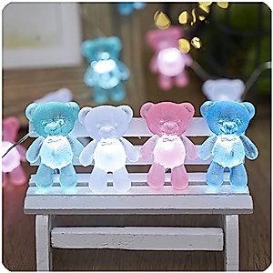 U.I STATION Teddy Bear Decor String Lights, Fairy Theme Decorations Lights for Party Decorations, 8.5ft 20 LEDs with Battery & USB Plug in for Christmas Bathroom Bedroom Camping Wedding Birthday Gift