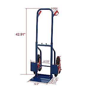 Appliance Hand Truck Warehouse Appliance Cart 440lbs Heavy Duty Stair Climbing Moving Dolly Hand Truck Portable Climbing Cart Blue & Red