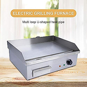 Electric Countertop Griddle, 3000W 21.6'' Commercial Heavy Duty Restaurant Tabletop Flat Top Grill Machine Adjustable Temperature Control with US Plug