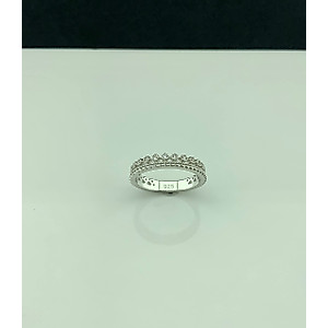 SILVERCLOSEOUT Sterling Silver Double Row Cz Eternity Ring - Size 8