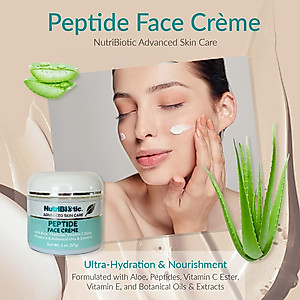 NutriBiotic – Peptide Face Creme with GSE, 2 Oz | Ultra-Hydrating | Collagen Synthesis Support | with Botanical Extracts & Oils & Vitamin E | Natural Fragrance & Paraben Free