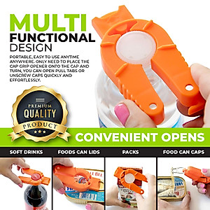 BRENIUM 2-pack Multifunctional Bottle and Can Opener, Plastic Water Bottle, Twist-Off, Pull Tab Soup, for Weak Hands, Seniors, Elderly, Rheumatoid Arthritis, Bottle Gripper, Ergonomic Lid Seal Remover