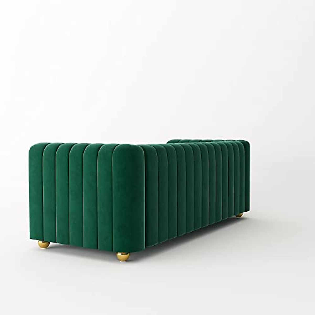 Green Velvet Couch Sofa Loveseat, 81.3 Wide Mid Century Modern Couch Small Spaces Love Seat Tufted Chesterfield Velvet Sofa Futon with Gold Leg, Comfy 3 Seat Extra Deep Sofas Couches for Living Room