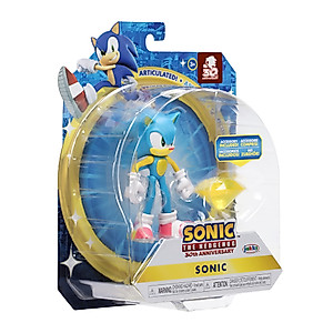 Sonic The Hedgehog 4-Inch Action Figure Modern Sonic with Yellow Chaos Emerald Collectible Toy