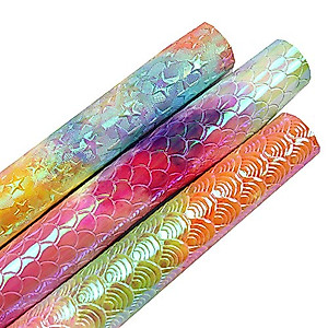 Yuanchuan Rainbow Camouflage Leather Faux Leather Sheets, 12" x 8.3" A4, 7PCS Different Leopard Printed Synthetic Fabric, Good for DIY Craft Earring Bows Wallets Headdress Decoration (Rainbow Series)