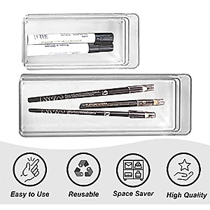 LilGift ARAD 2 Pieces Clear Vanity & Drawer Organizer, Acrylic Organizer, Drawer Divider, Makeup Bathroom Organizer, Kitchen Utensils