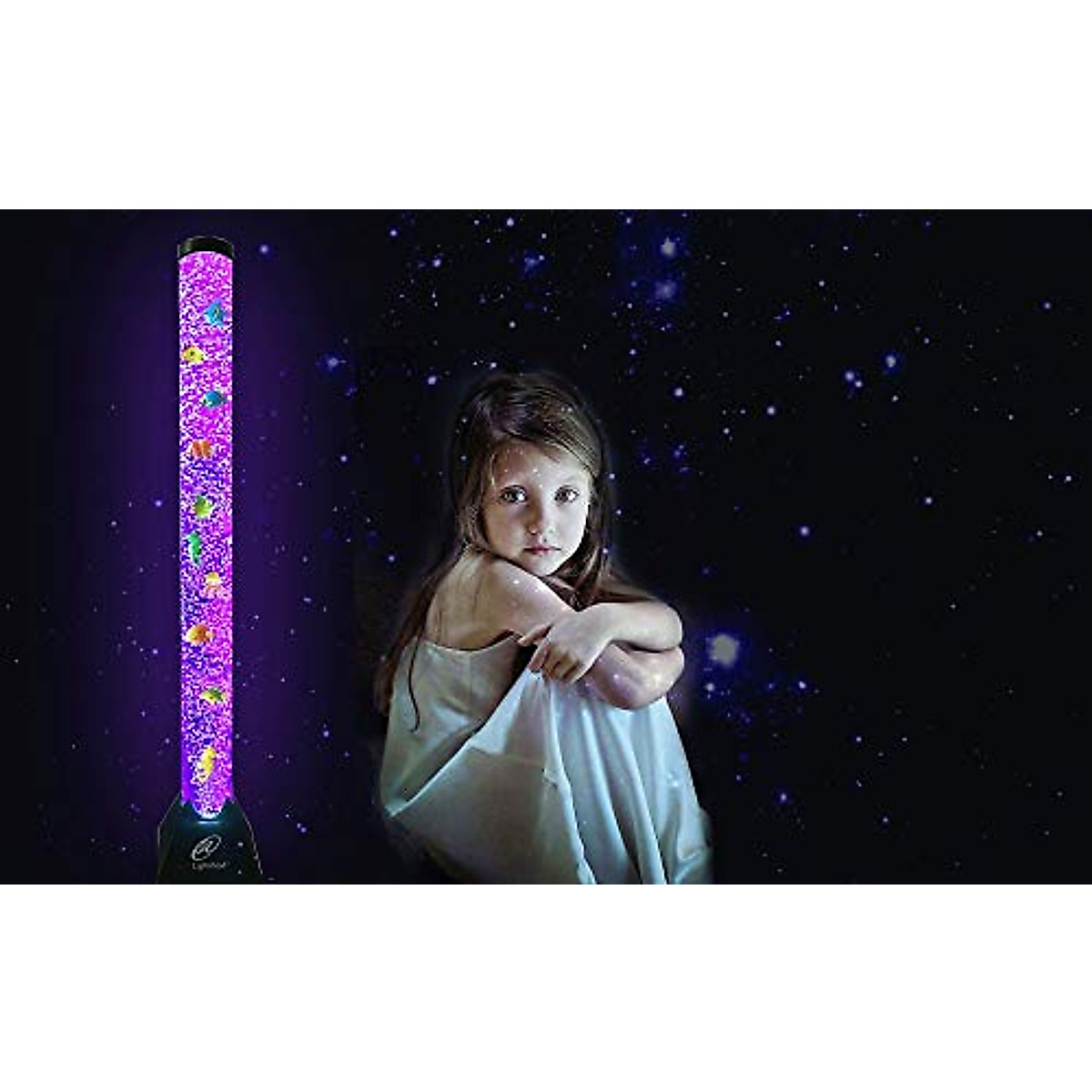 Lightahead Extra Large 4 FT LED Fantasy Bubble Fish Tube Fake Aquarium with Remote Control,10 Fish & 20 Color Light Effects. The Ultimate Sensory Lamp.