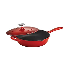 Tramontina Covered Skillet Enameled Cast Iron 10-Inch, Gradated Red, 80131/057DS